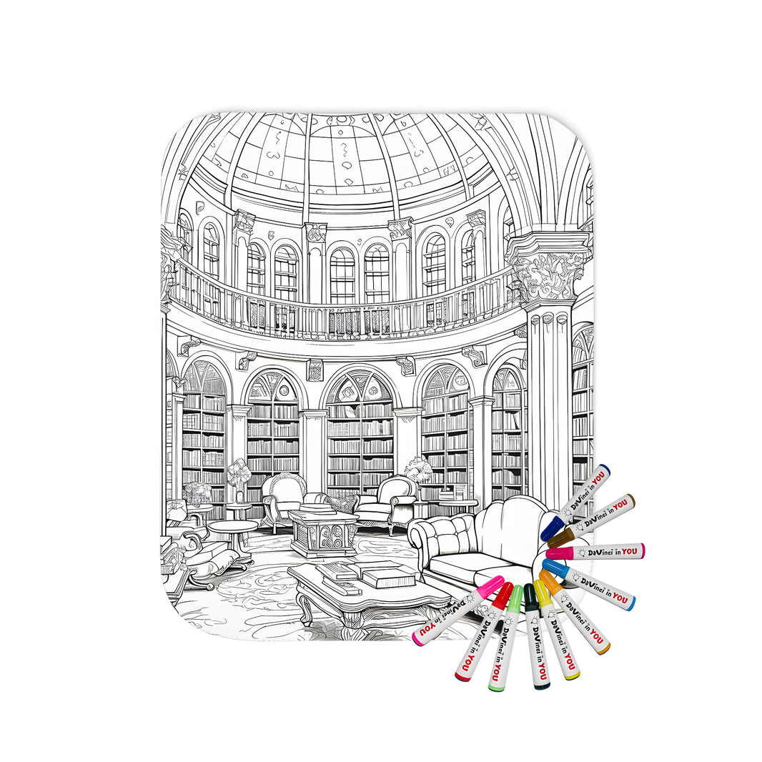 FREE Luxurious Library Reading Room Coloring Page - Printable Download ...