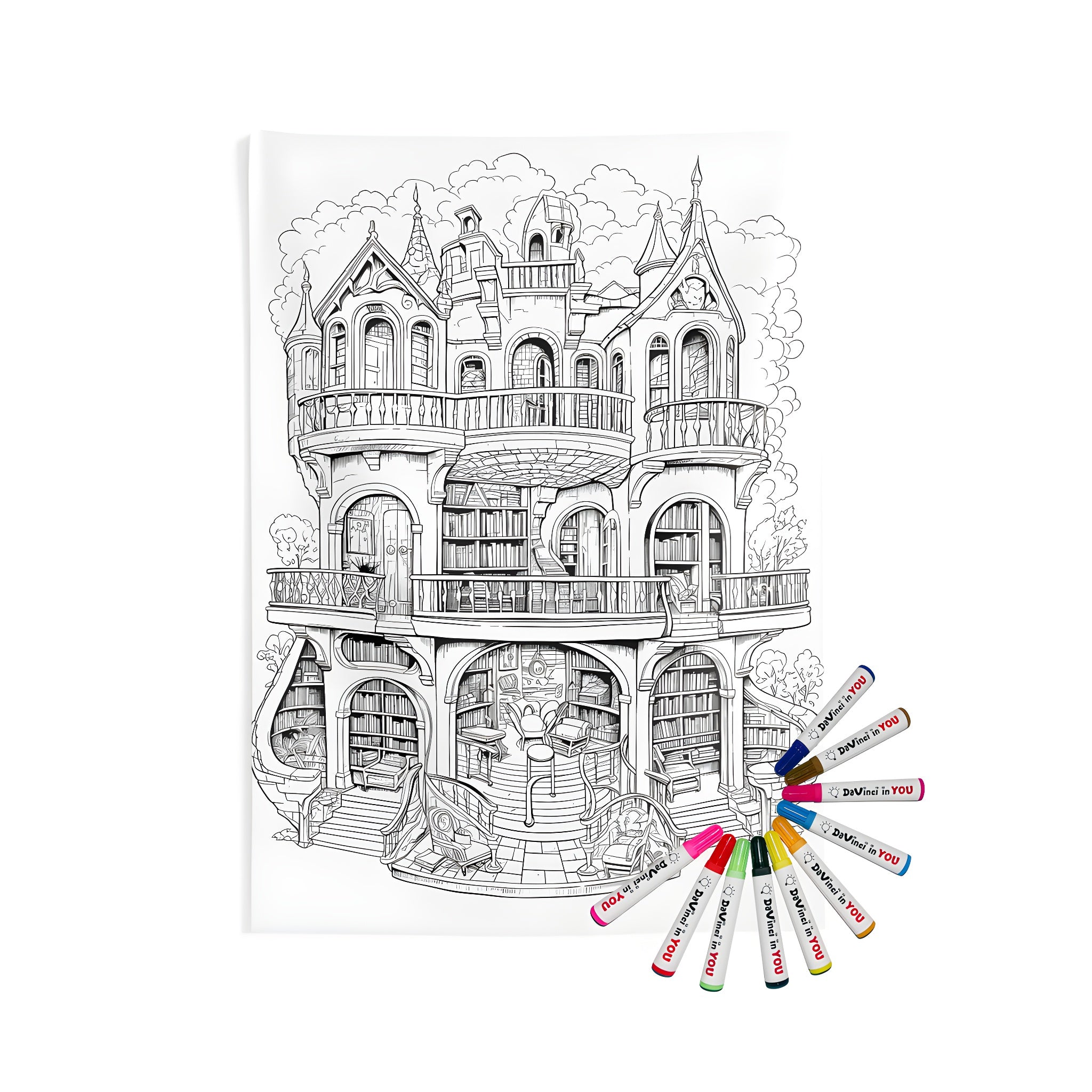 FREE Fantasy House Coloring Page - Intricate Multi-Story Design with B ...