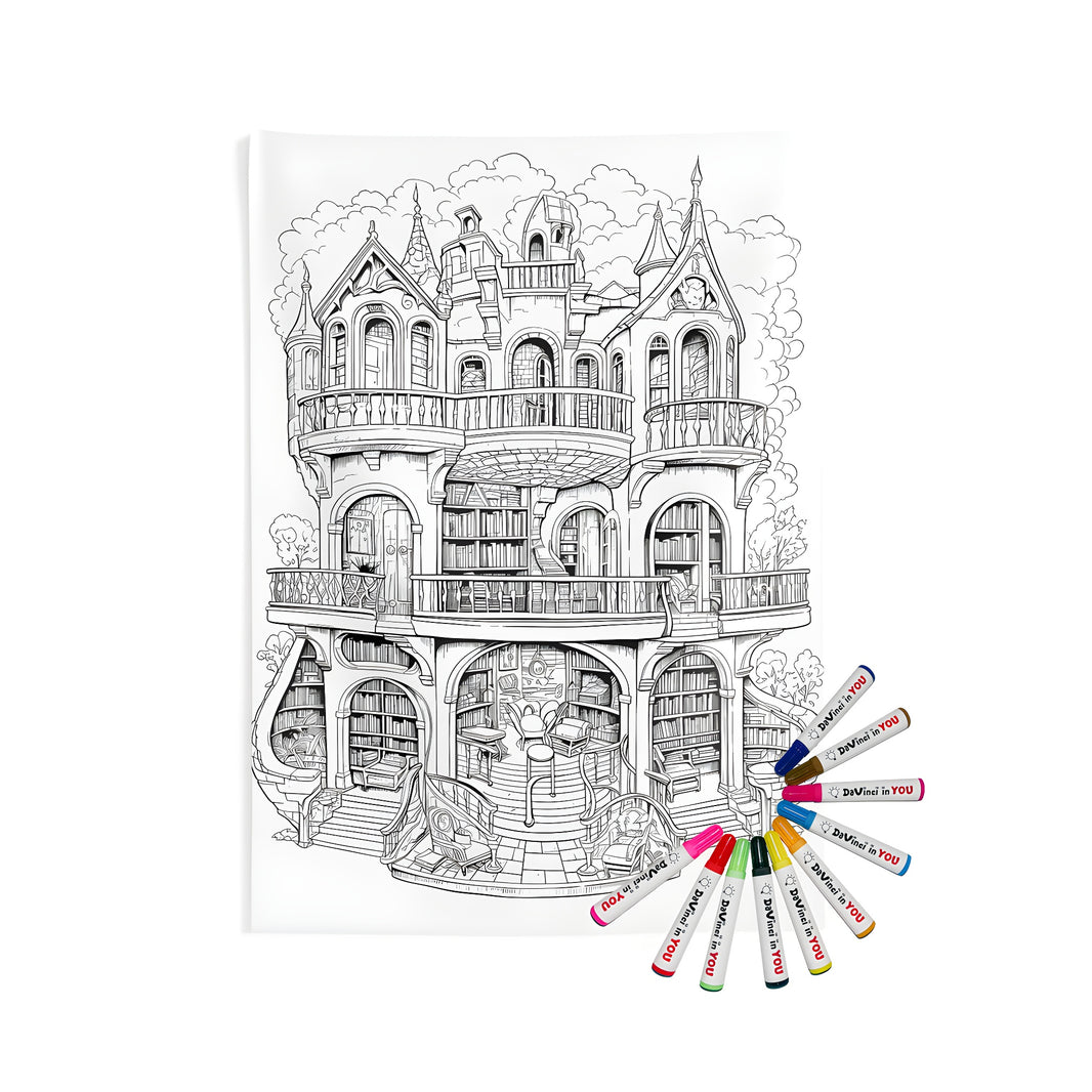 FREE Fantasy House Coloring Page - Intricate Multi-Story Design with B ...