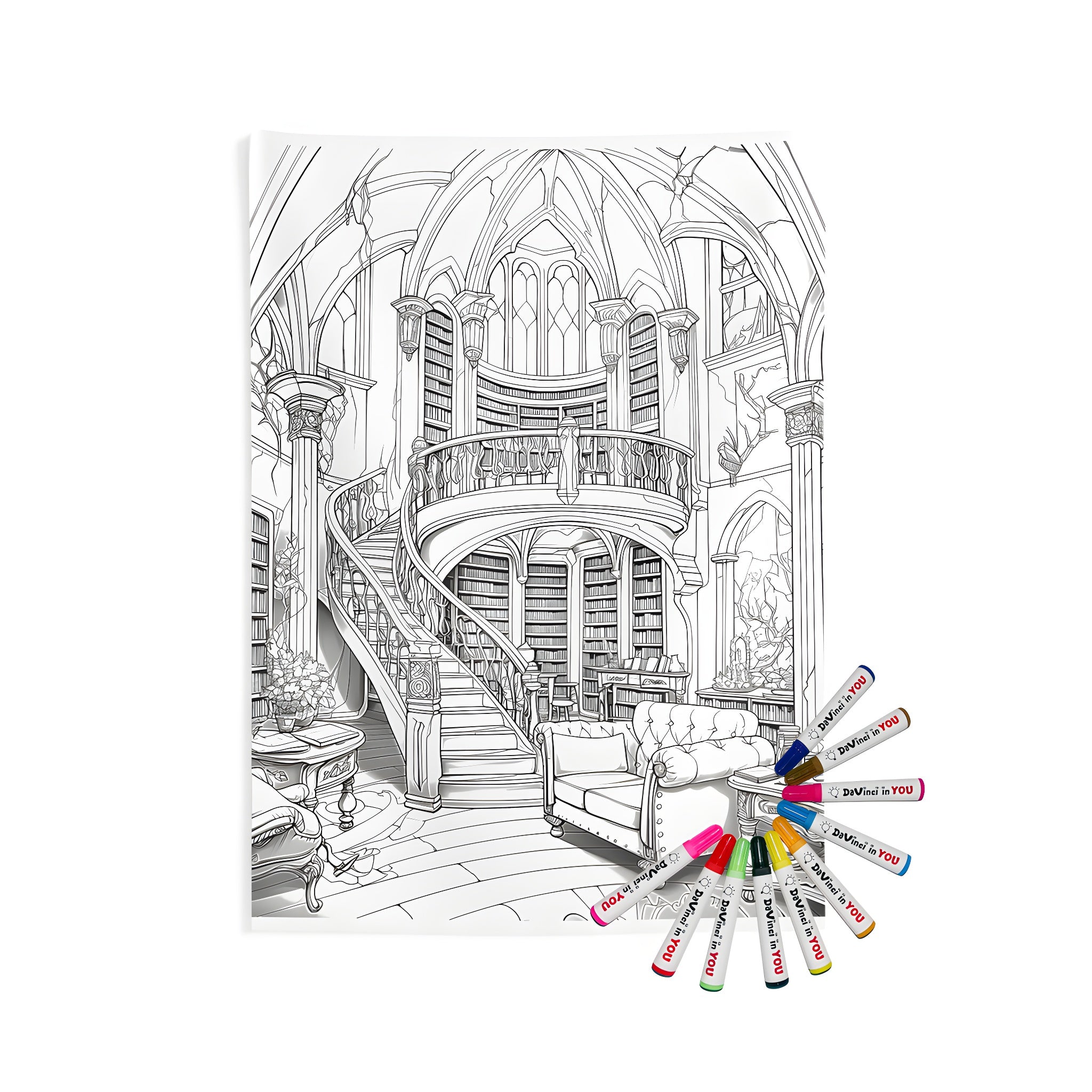 FREE Fantasy Library Coloring Page - Printable Download 🏰 – Davinci in You