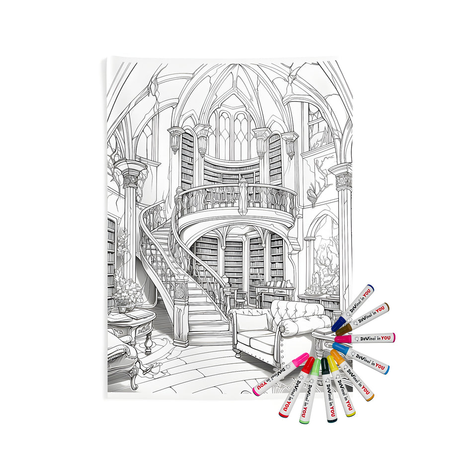 FREE Fantasy Library Coloring Page - Printable Download 🏰 – Davinci in You