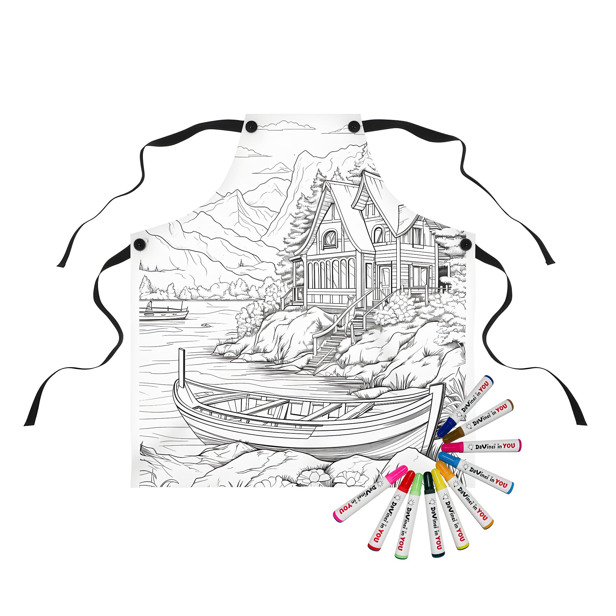 Apron Coloring Kit with 10 Fabric Markers - Lake House – Davinci in You