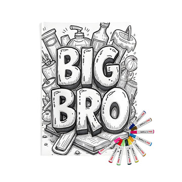 FREE BIG BRO Coloring Page with Household Items and Stationery - Print ...