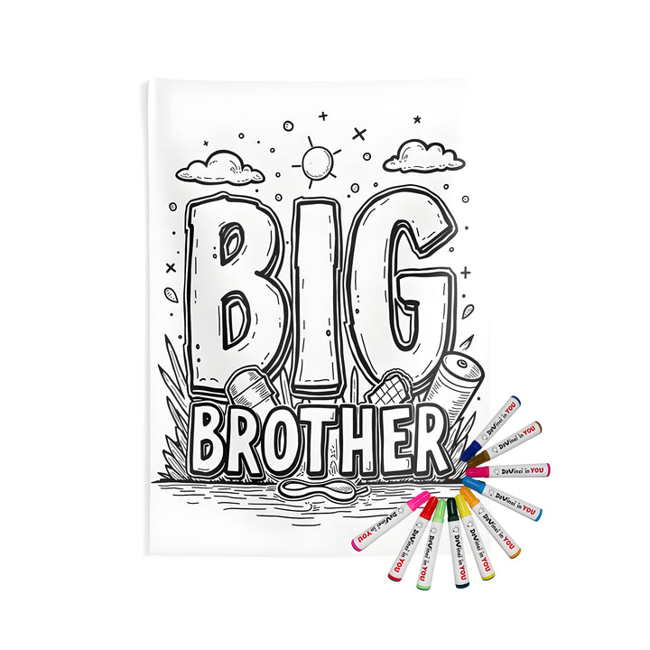FREE Big Brother Coloring Page - Printable Monochrome Illustration wit ...