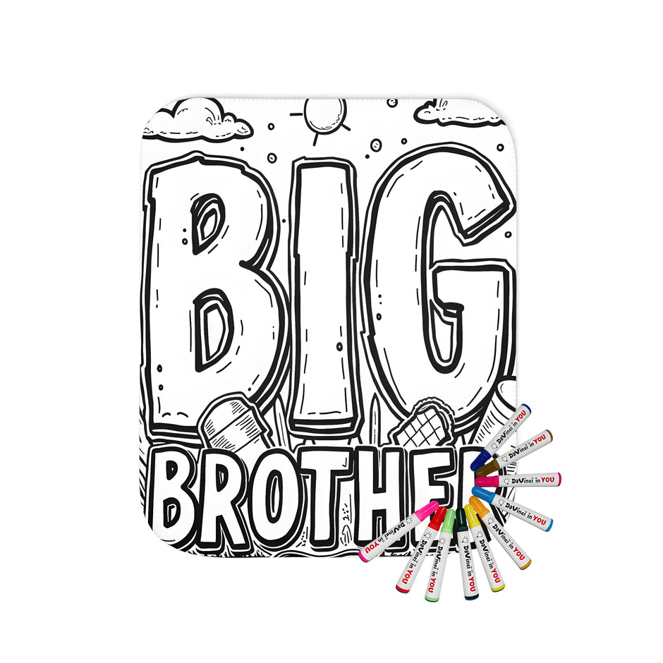 FREE Big Brother Coloring Page - Printable Monochrome Illustration wit ...