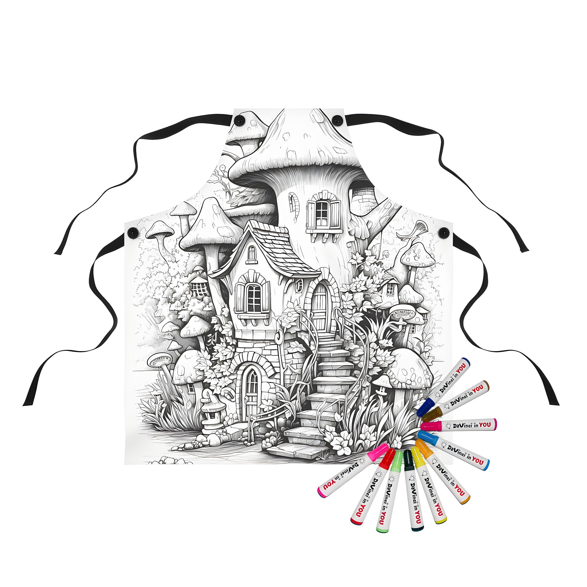 Apron Coloring Kit with 10 Fabric Markers - Mushroom House – Davinci in You
