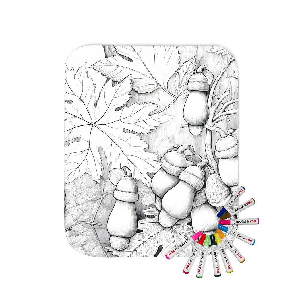 FREE Acorns and Leaves Coloring Page - Printable Nature Illustration ⛰ ...