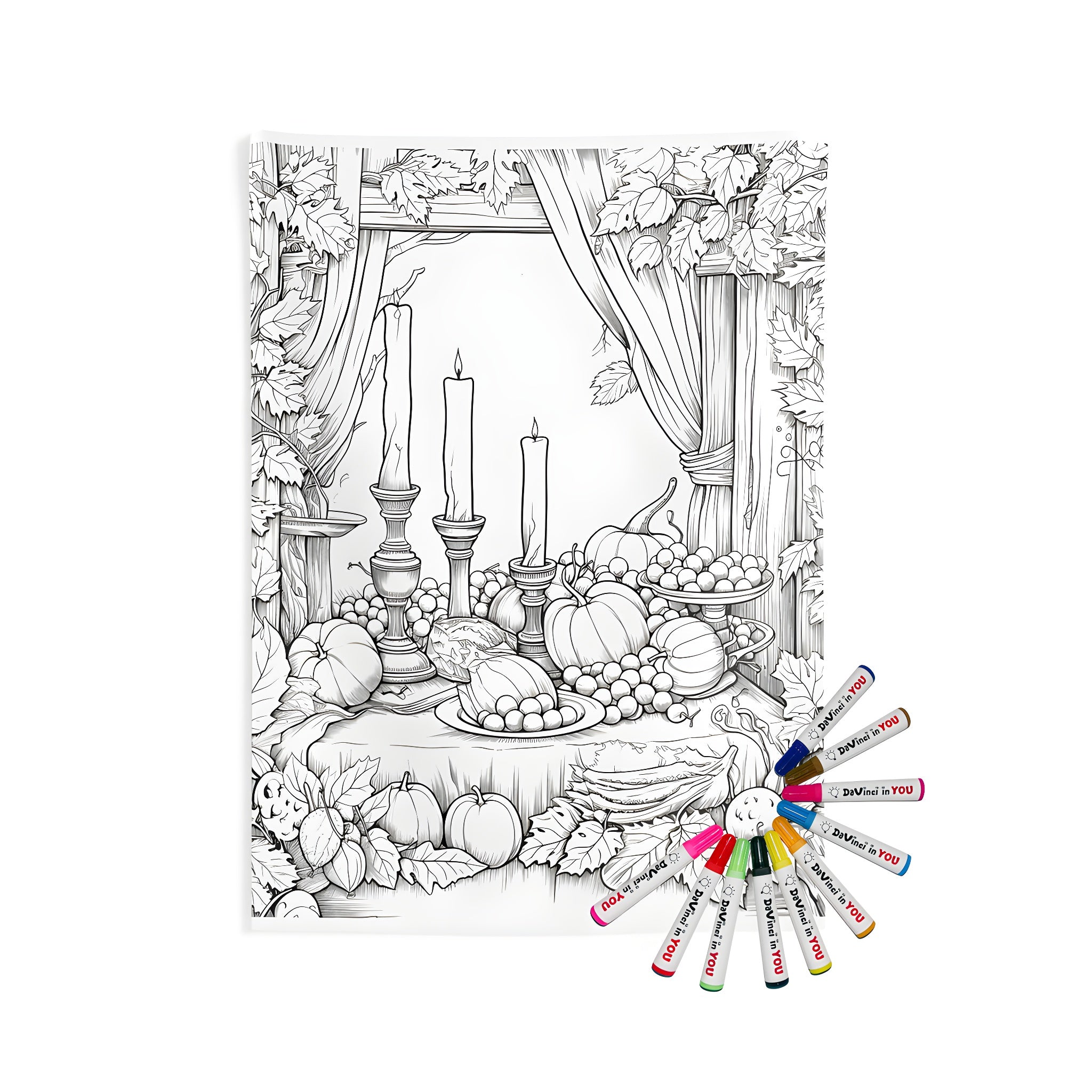 FREE Autumn Harvest Table Setting Coloring Page - Printable Download 🎂 ...