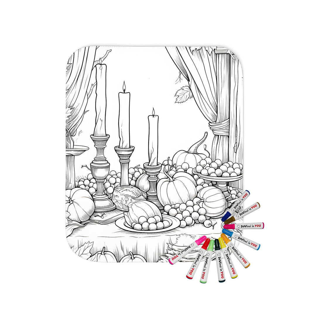 FREE Autumn Harvest Table Setting Coloring Page - Printable Download 🎂 ...