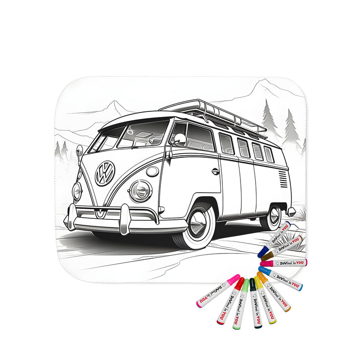 FREE Vintage Volkswagen Van Coloring Page - Printable Mountain Landsca ...