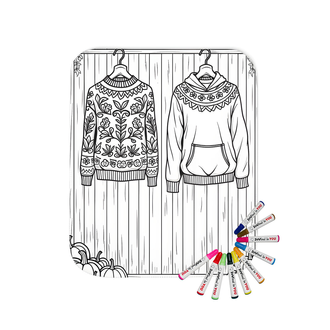 FREE Cozy Sweater and Pumpkin Coloring Page - Download NOW 🖌️ – Davinci ...