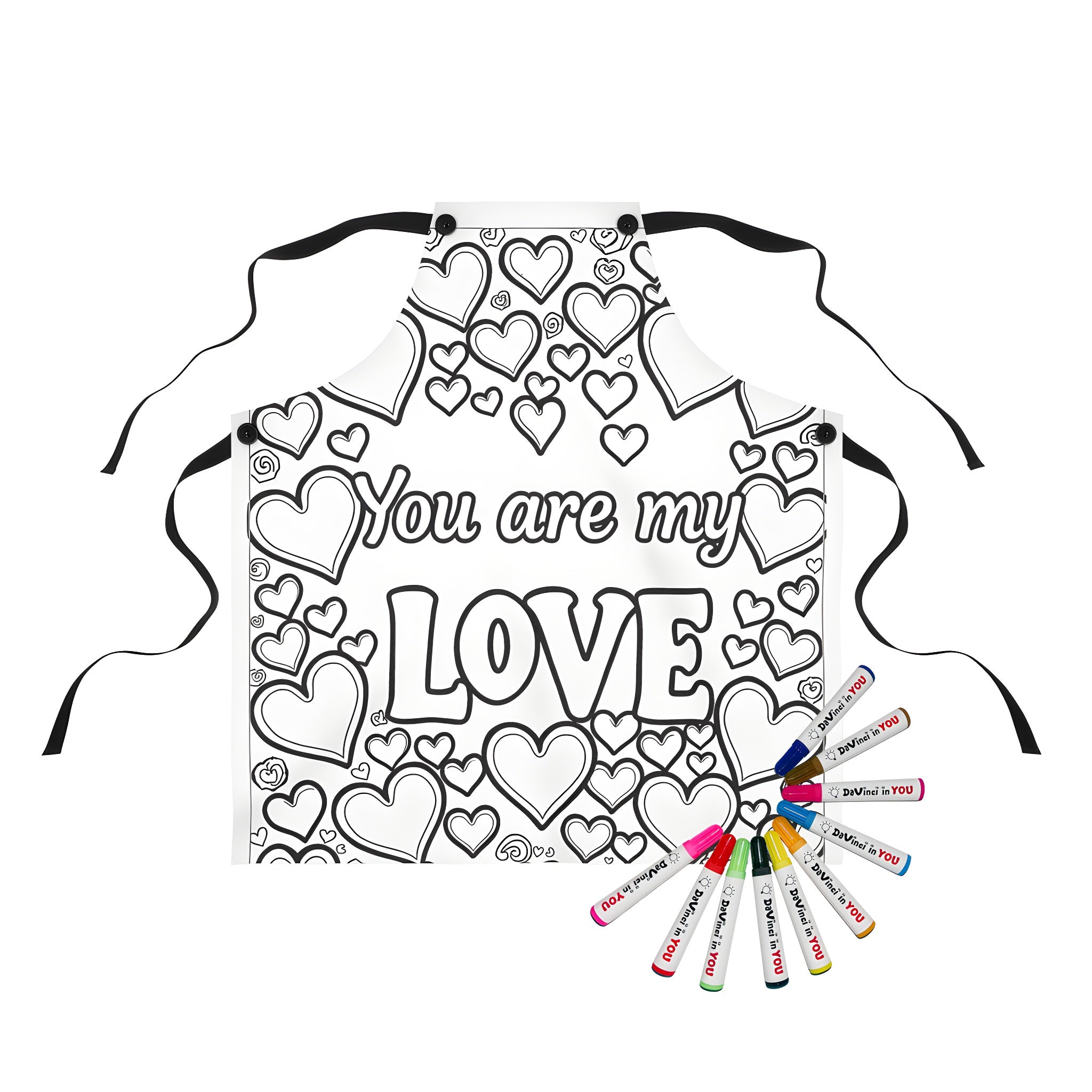 Apron Coloring Kit with 10 Fabric Markers - Hearts – Davinci in You