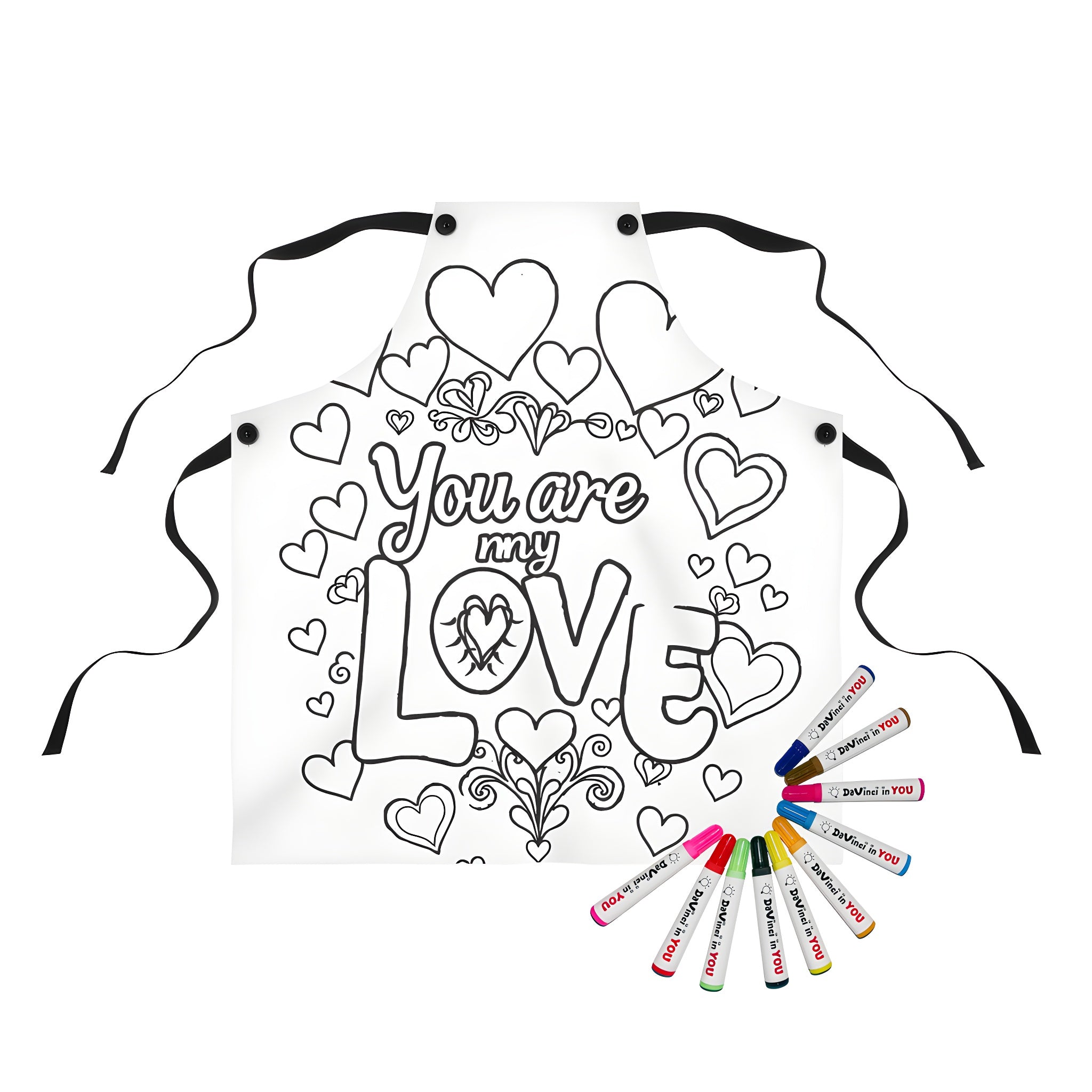 Apron Coloring Kit with 10 Fabric Markers - Hearts – Davinci in You