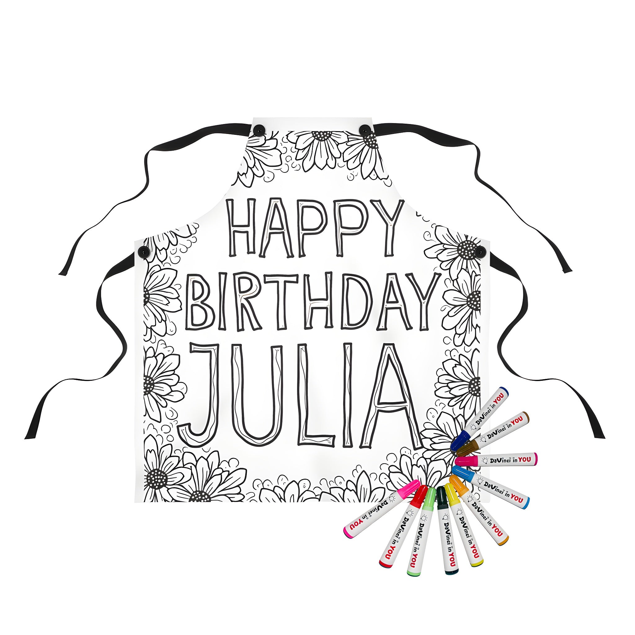 Apron Coloring Kit with 10 Fabric Markers - Birthday Greeting – Davinci ...